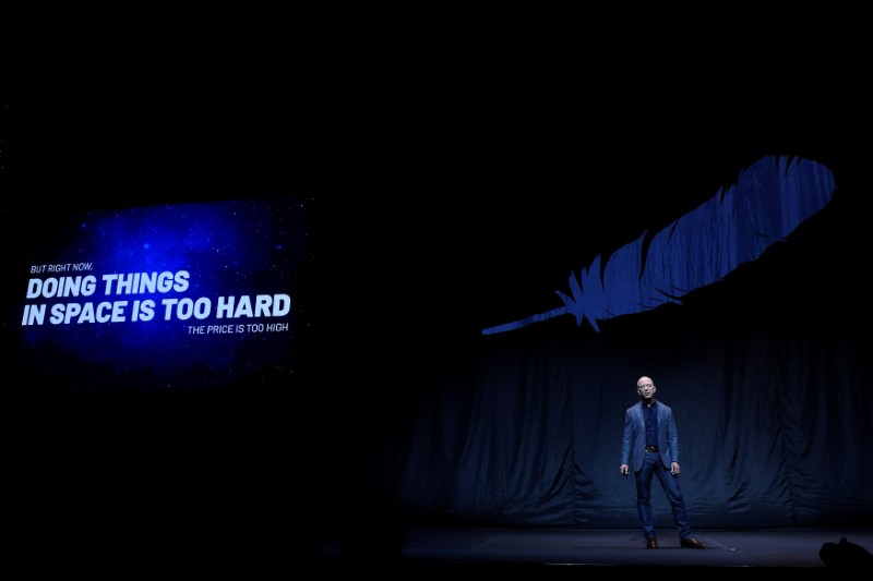 Jeff Bezos Unveils Moon Lander Mockup Embraces Trump s Lunar Timetable Jeff Bezos Unveils Moon Lander Mockup Embraces Trump s Lunar Timetable