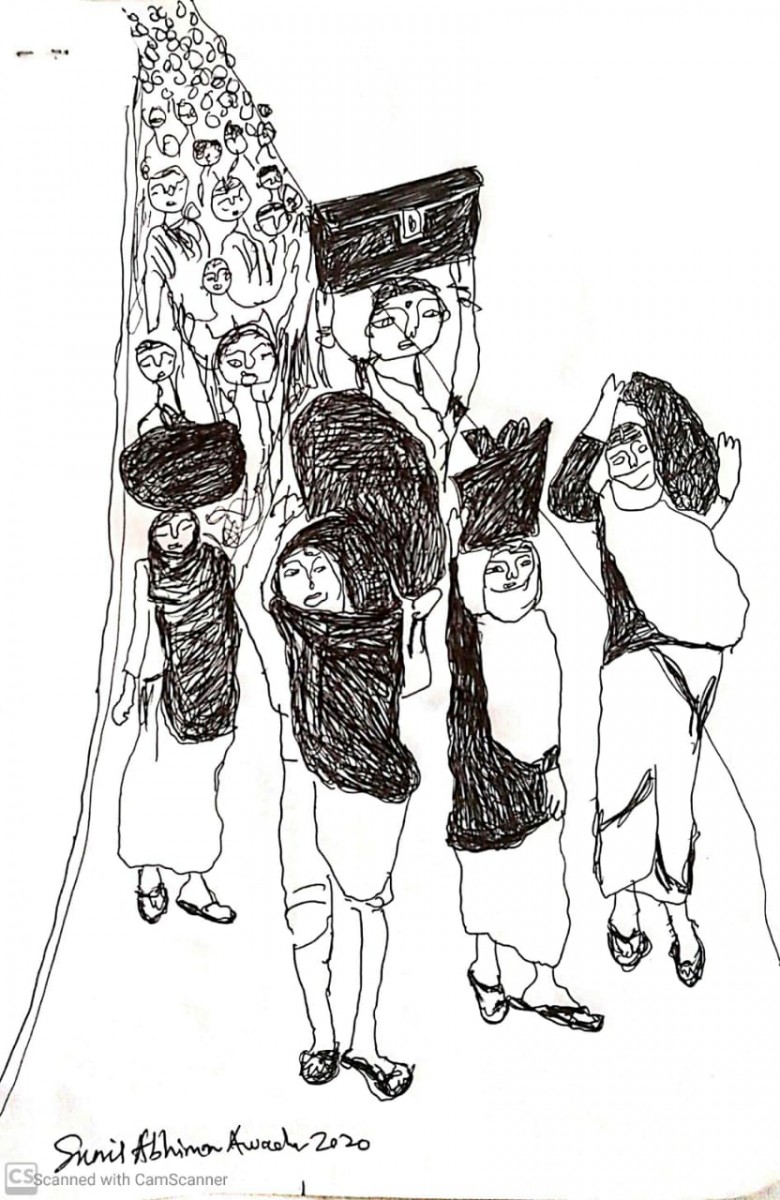 In Sketches, Migrant Labourers' Long, Long Journey Home