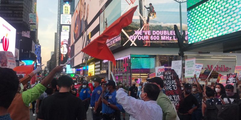 At New York's Times Square, Both Celebrations of and Protests Against ...