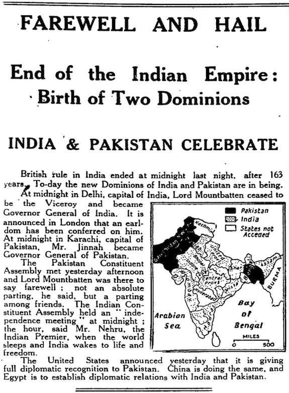 'Free India Is Born': What the Headlines Said on August 15, 1947