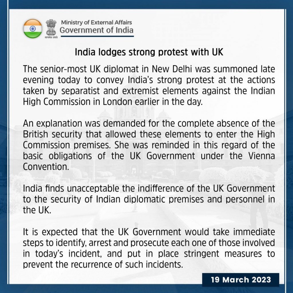 Strong Protest From MEA After Pro-Khalistan Protesters Remove Tricolour ...